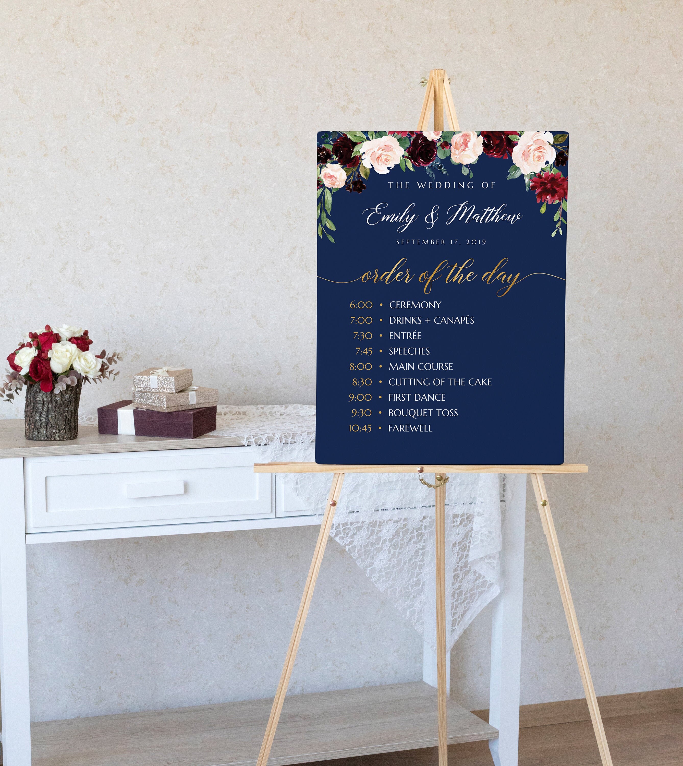Order of the Day Sign Wedding Order of Events Sign Navy - Etsy