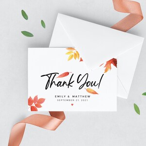 Wedding Thank You Cards, Fall Thank You Card, Thank You Cards Template ...