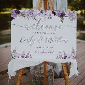 Lavender Welcome Sign, Wedding Welcome Sign Template, Lavender, Purple ...