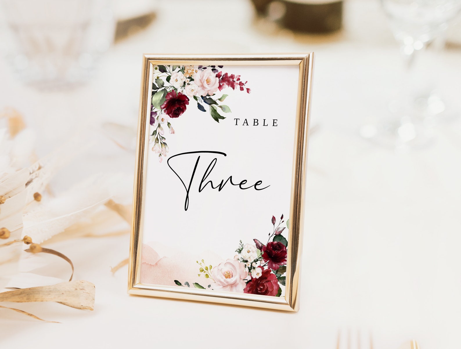 Boho Wedding Table Numbers Burgundy Blush Table Numbers - Etsy