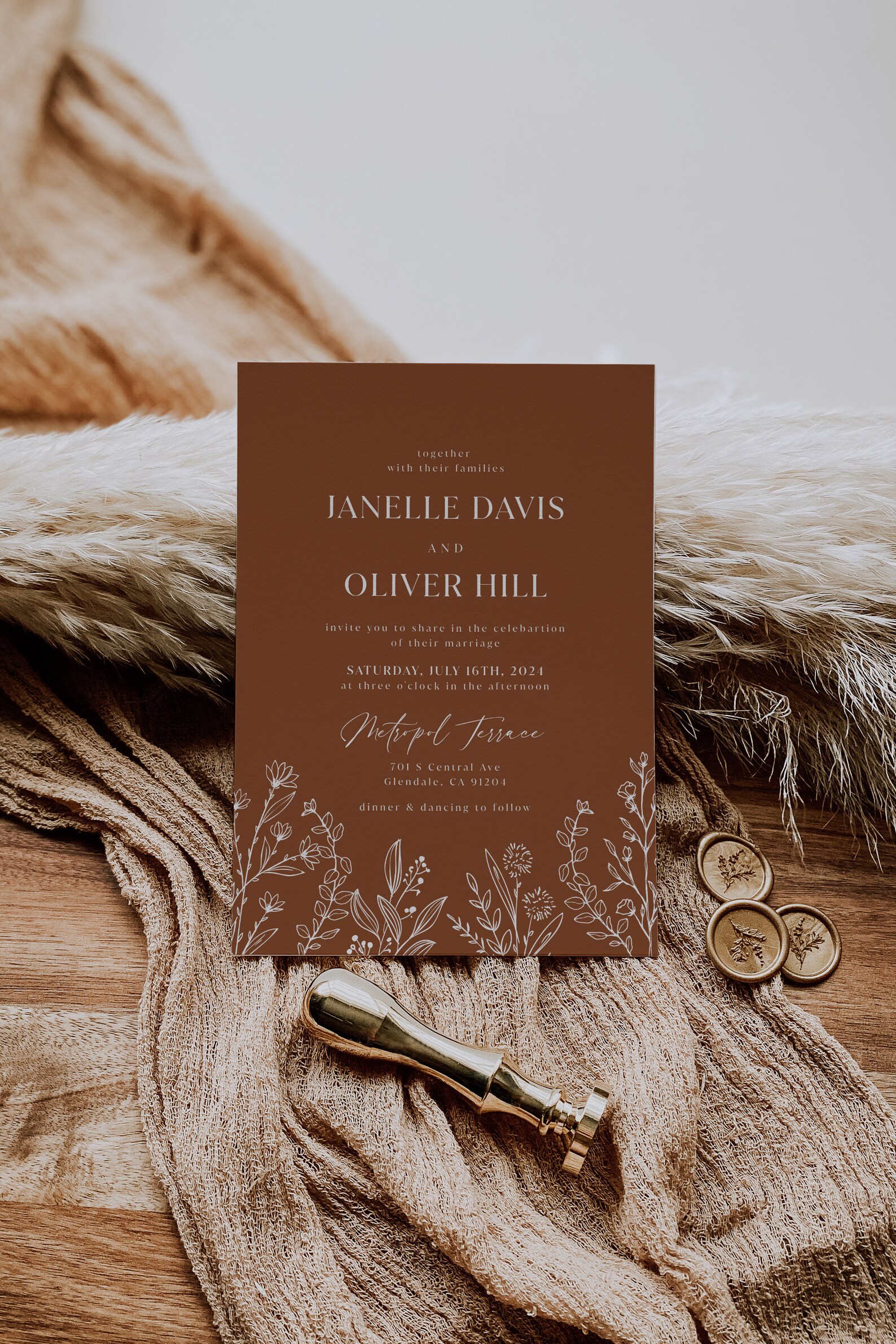Earthy Wedding Invitations, Wildflower Wedding Invitations, Wildflower ...