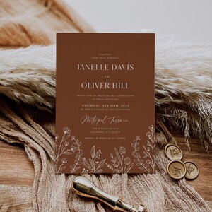 Earthy Wedding Invitations, Wildflower Wedding Invitations, Wildflower ...