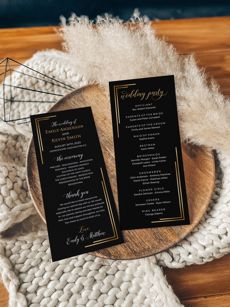 Wedding Program Template Wedding Ceremony Program Gold | Etsy