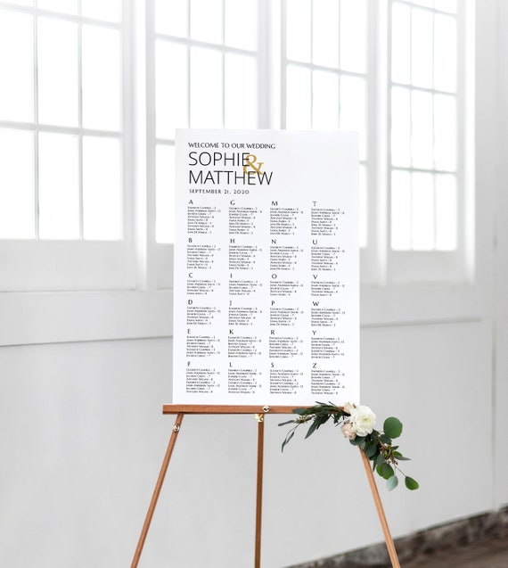 Seating Chart Alphabetical Order Modern Wedding Seating Chart | Etsy