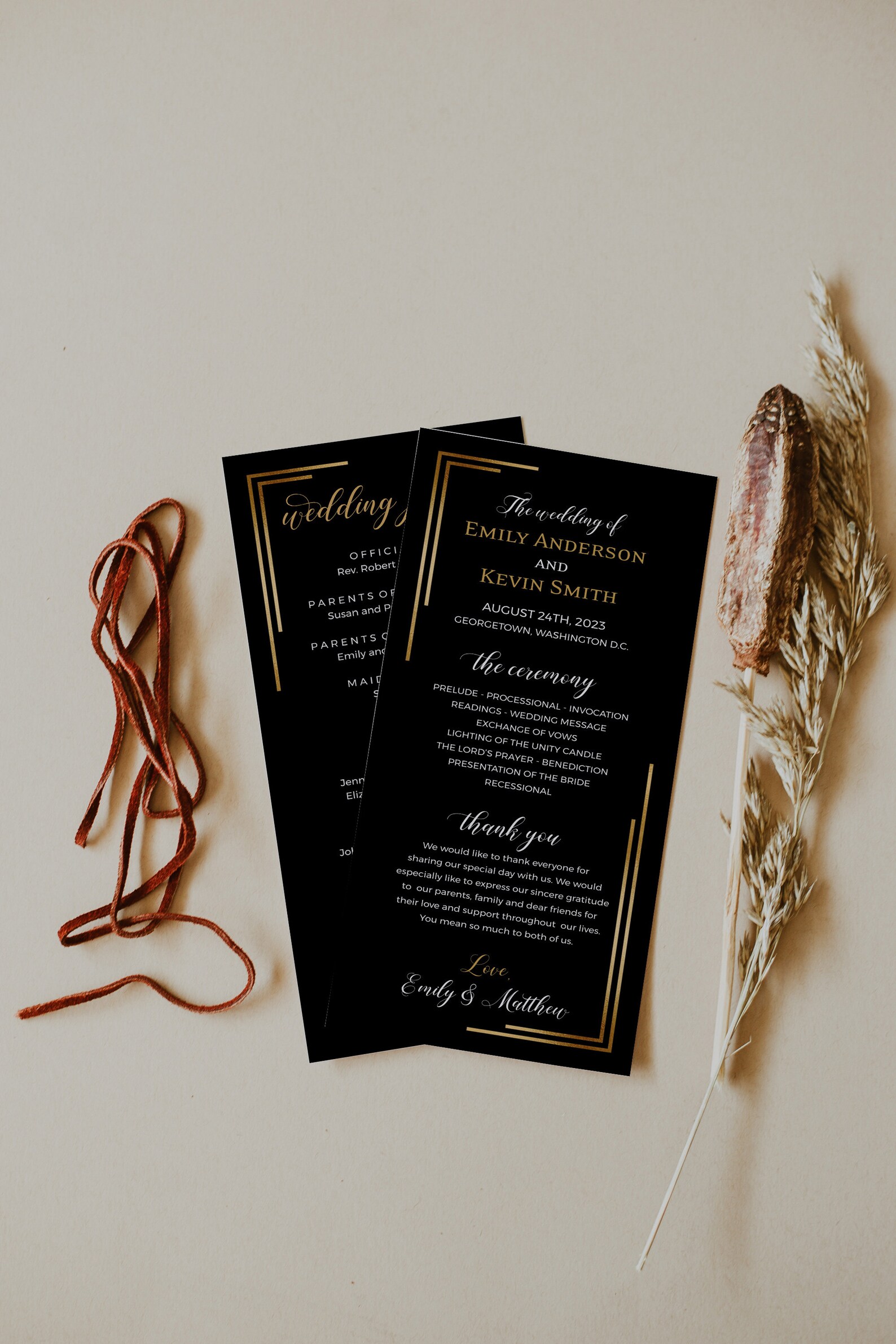 Wedding Program Template Wedding Ceremony Program Gold | Etsy