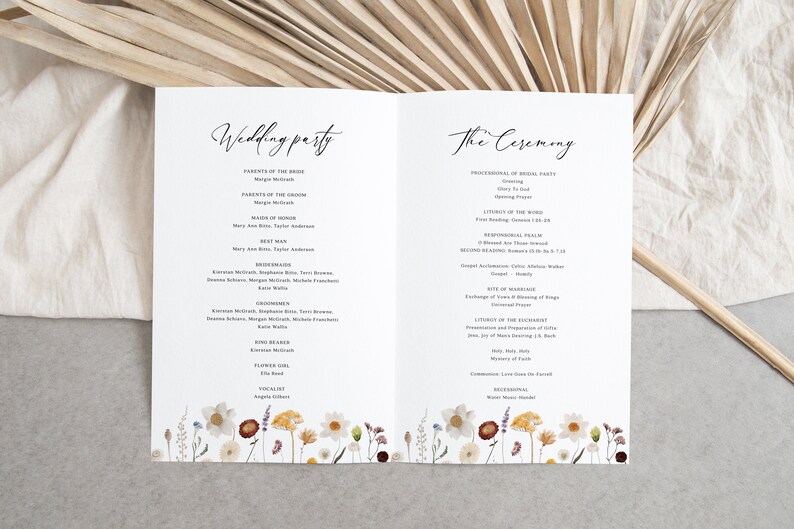 Booklet Wedding Program Template Wildflower Wedding | Etsy