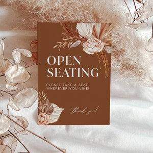 Open Seating Sign, Wedding Seating Sign Template, Pick a Seat Sign ...