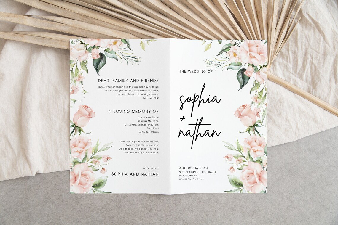 Booklet Wedding Program Template Wedding Program Booklet | Etsy