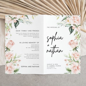 Booklet Wedding Program Template, Wedding Program Booklet, Floral ...