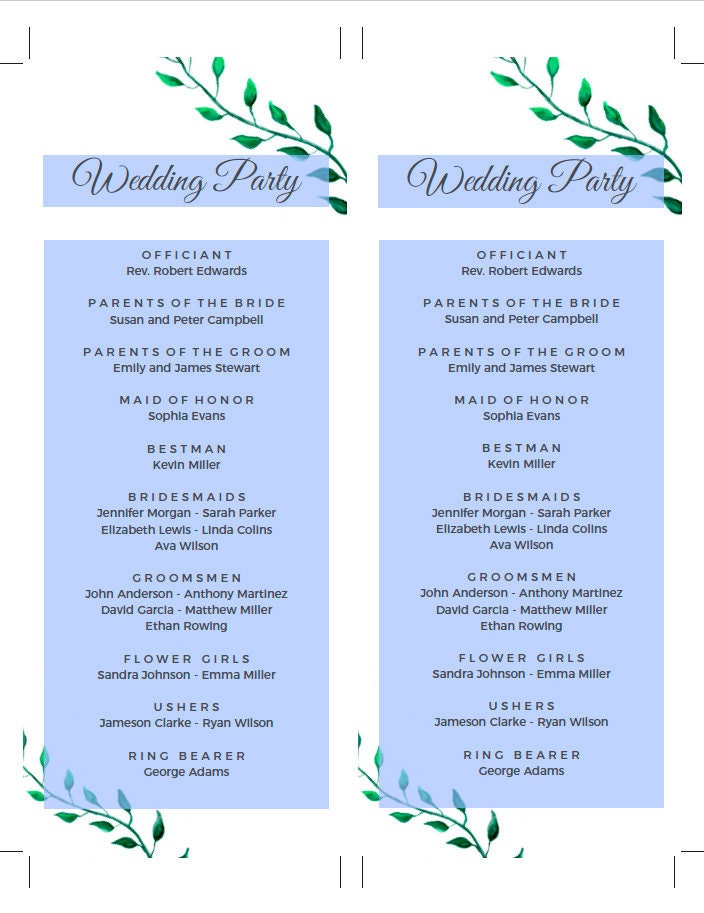 Wedding Program Editable Program Printable Wedding Program | Etsy