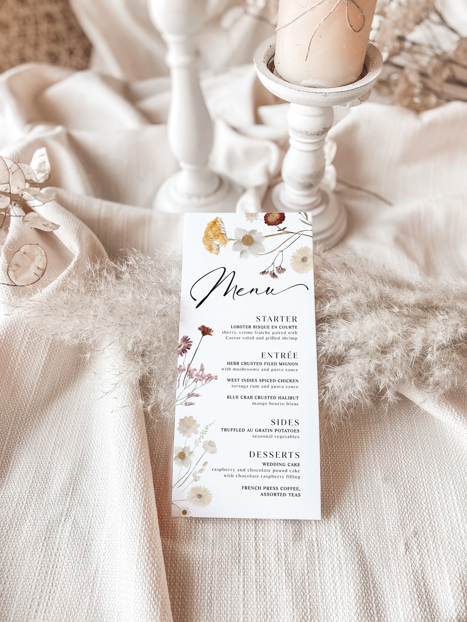 Wildflower Menu Template Floral Wedding Menu Wedding Menu | Etsy