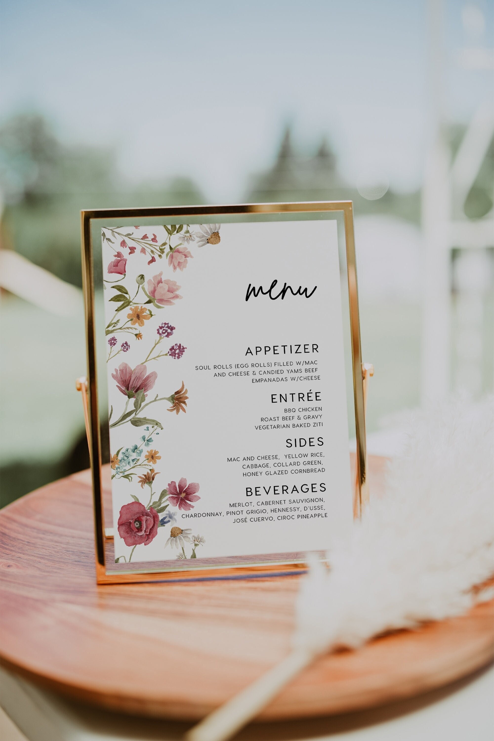 Floral Menu Sign Wedding Menu Sign Menu Template Boho - Etsy
