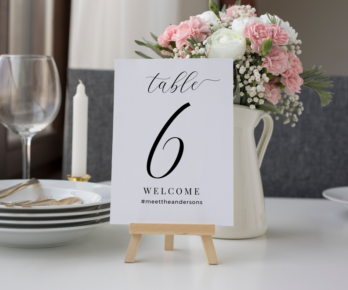 Script Table Numbers Wedding Table Numbers Template - Etsy
