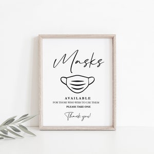 Masks Sign, Wedding Mask Sign, Wedding Sign Template, Face Masks Sign ...