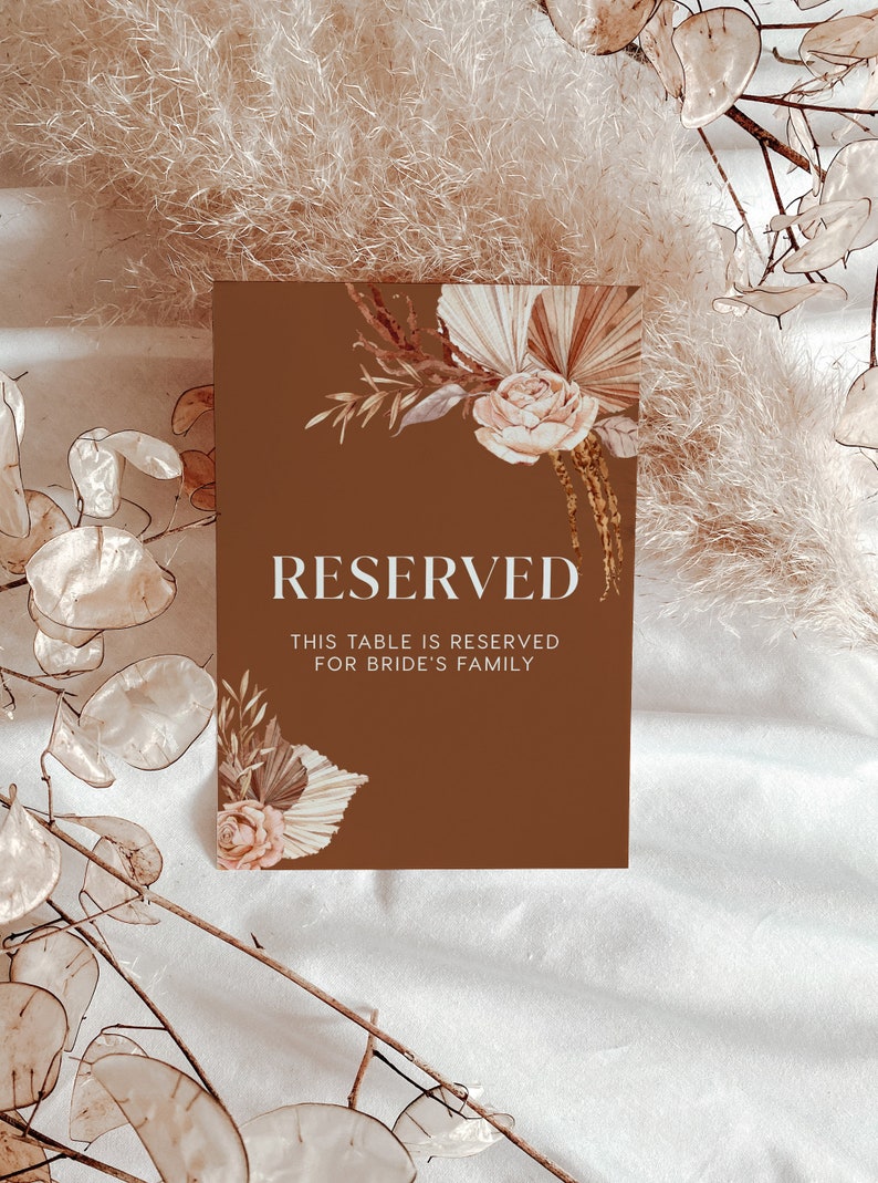 Reserved Sign Wedding Editable Reserved Sign Template - Etsy