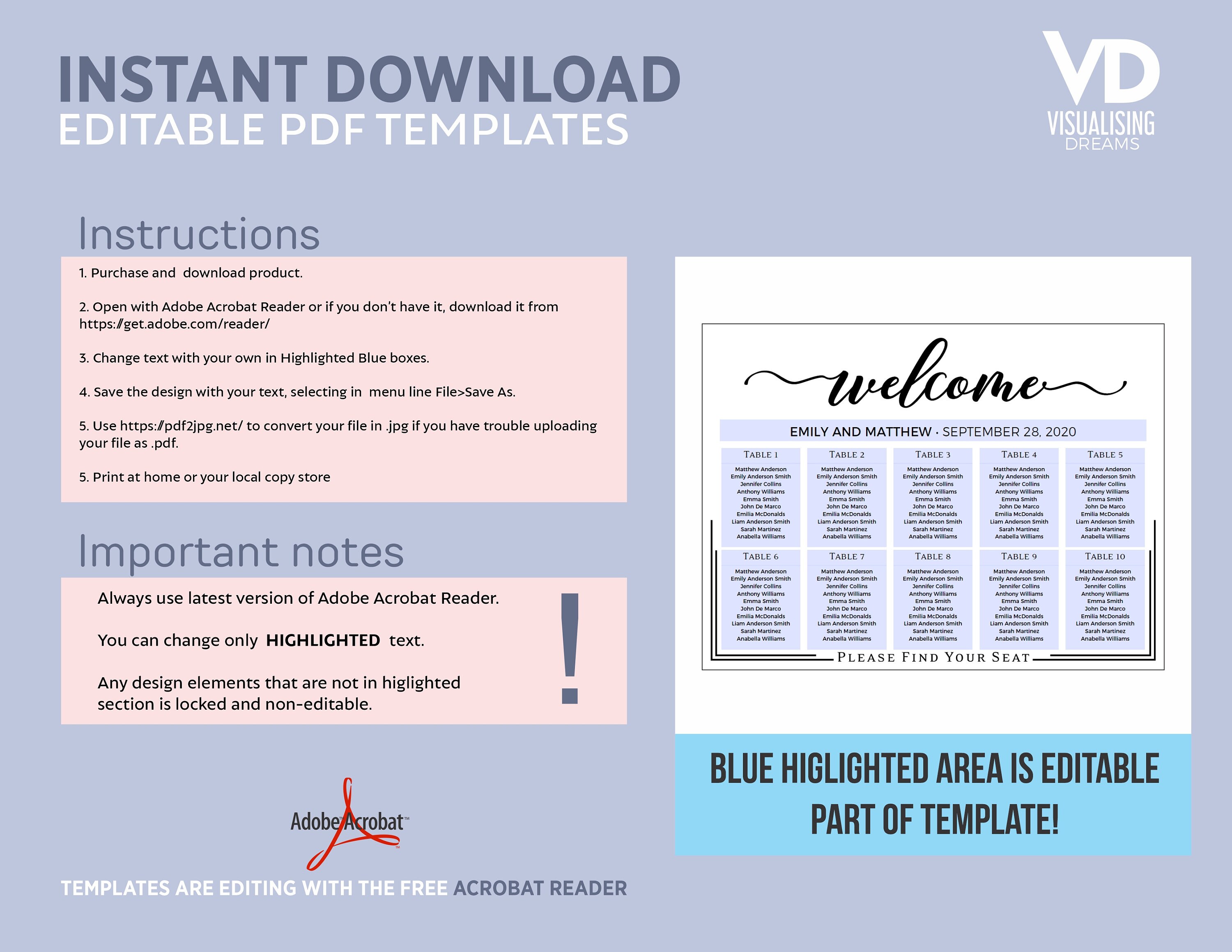 Welcome Sign Seating Chart Template Black and White Seating | Etsy