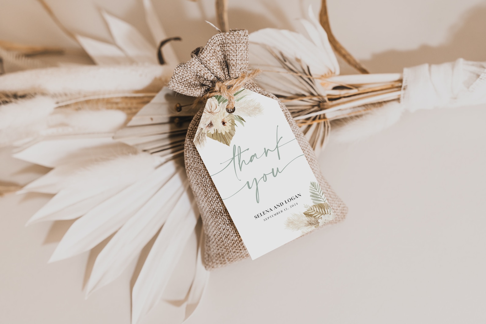 Boho Sage Tag Template Thank You Tag Wedding Favors Tag - Etsy