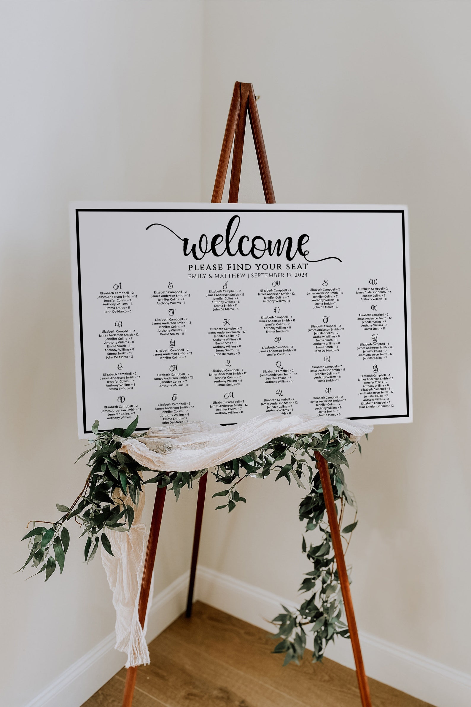 Minimalist Seating Chart Template Alphabetical Seating Chart | Etsy