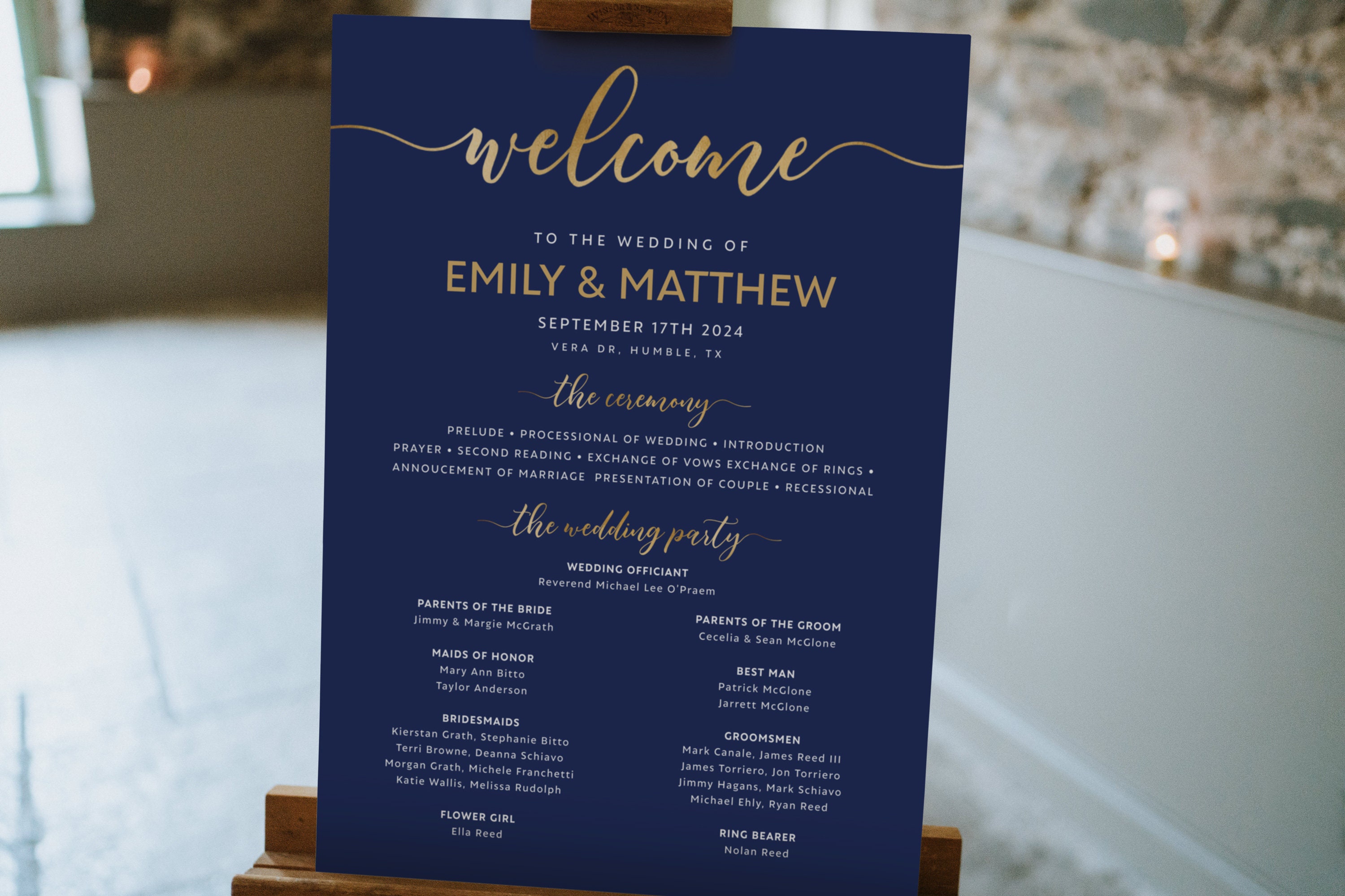 Wedding Program Sign Wedding Program Template Navy Wedding - Etsy