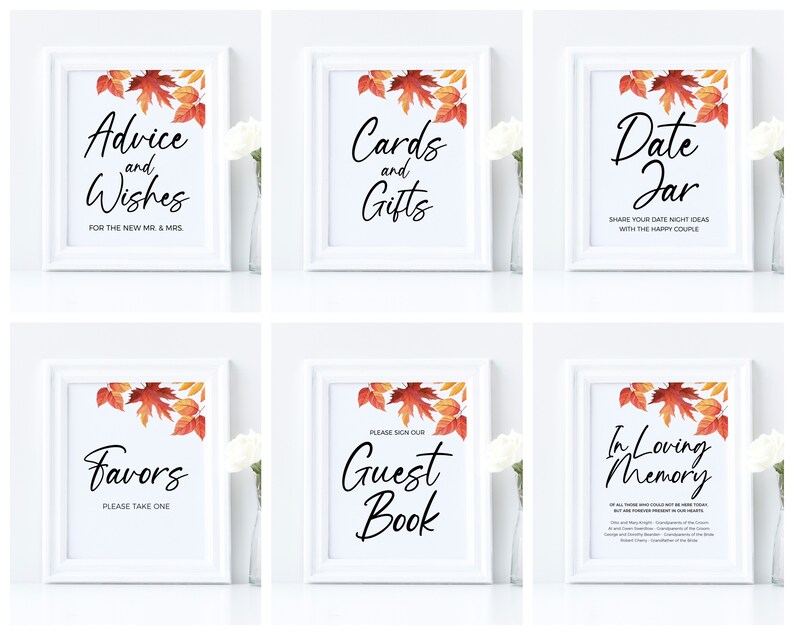 Wedding Signs Bundle Fall Wedding Signs Bundle Fall Wedding - Etsy
