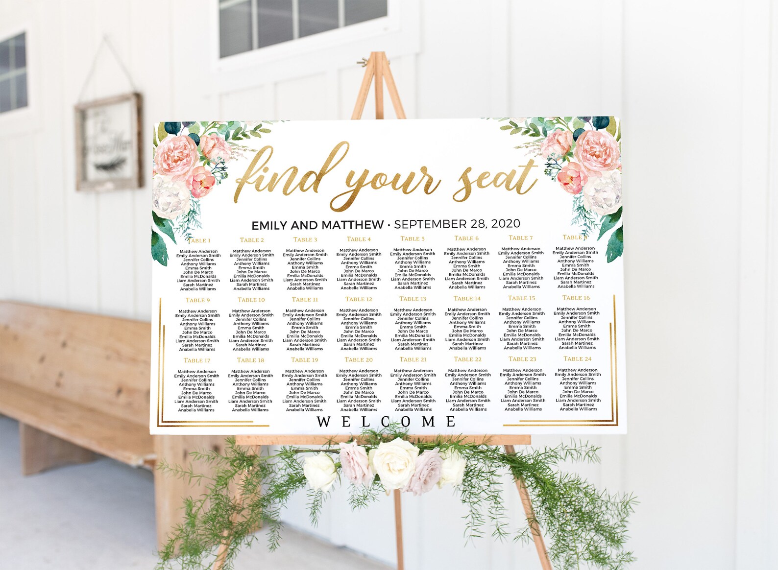 Flower Seating Chart Gold Seating Chart Seating Chart - Etsy