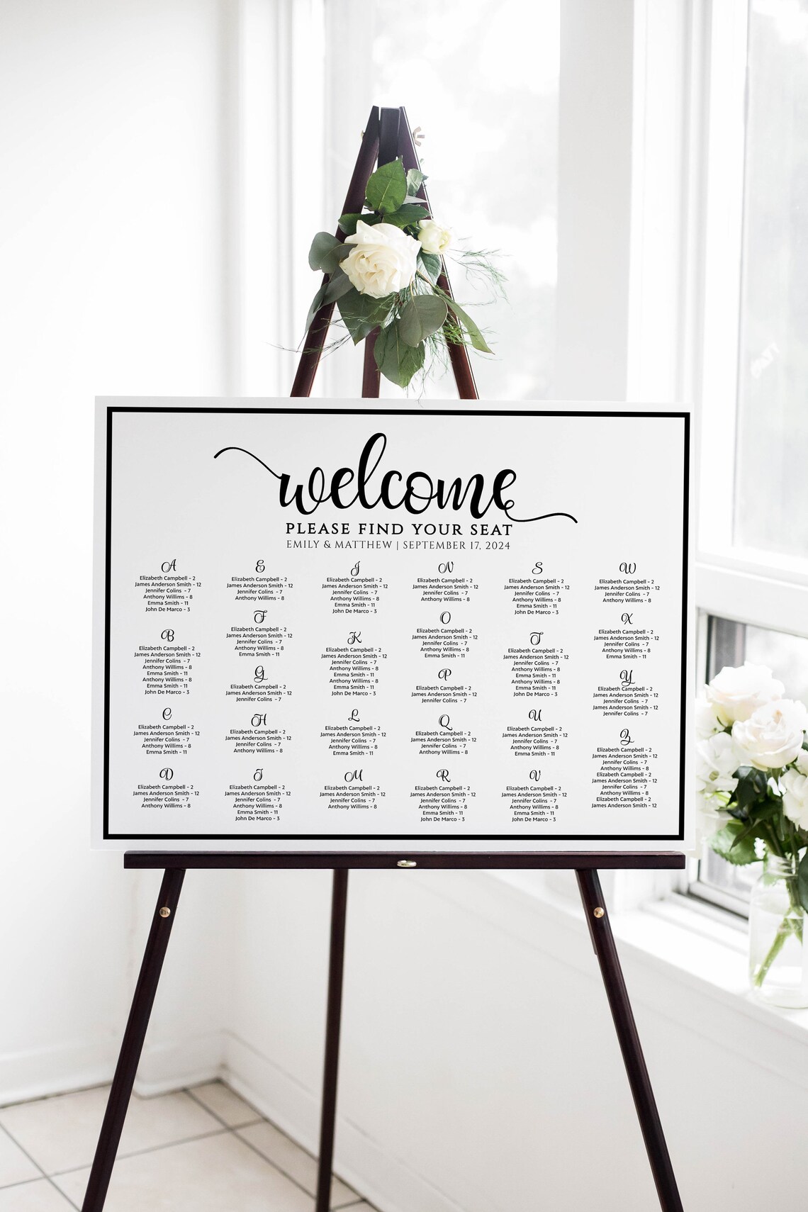 Minimalist Seating Chart Template Alphabetical Seating Chart | Etsy