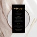 Black and Gold Menu Template, Wedding Menu Template, Menu Cards Black ...