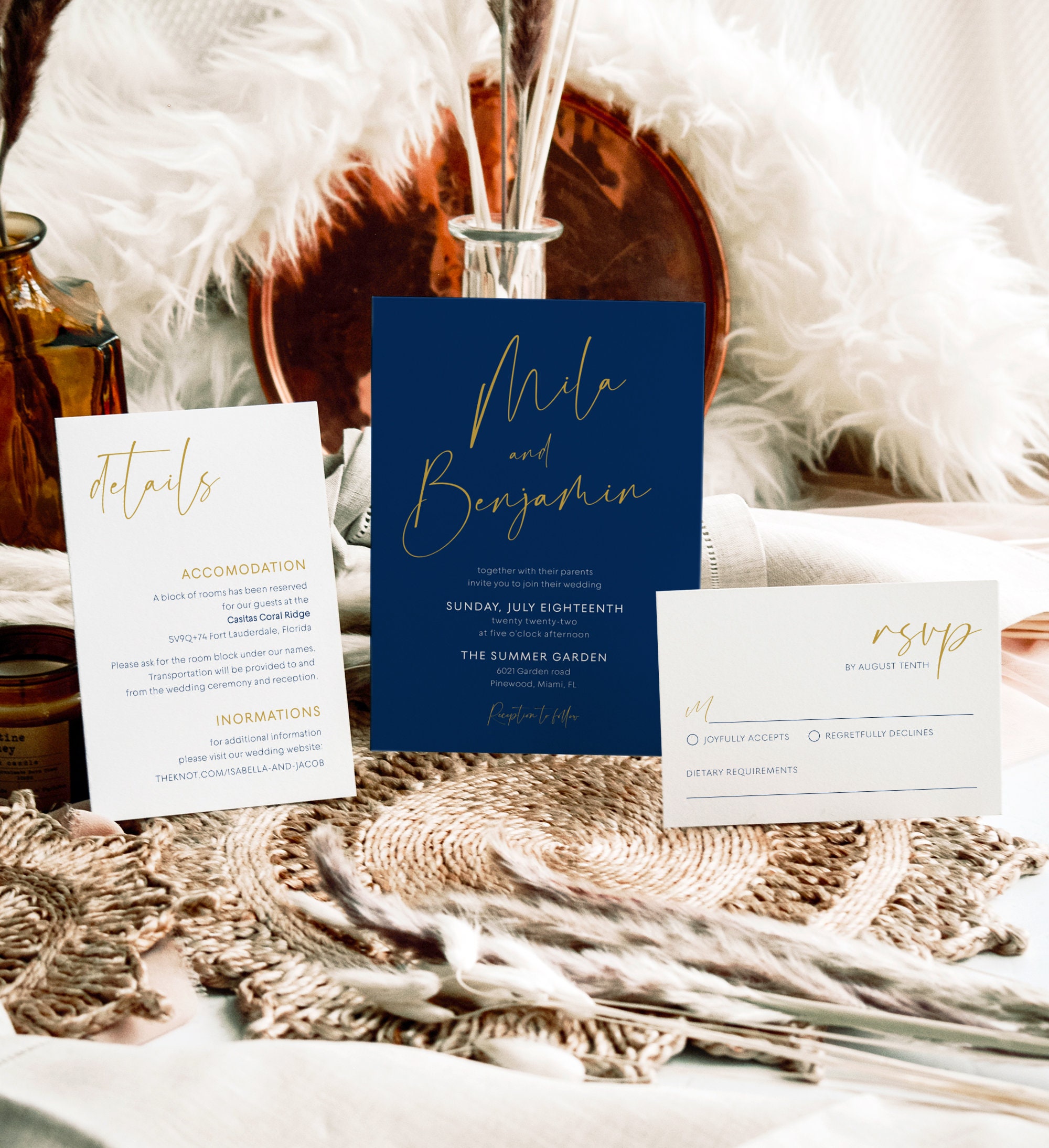 Navy wedding invitations Navy invitation suite with white and | Etsy