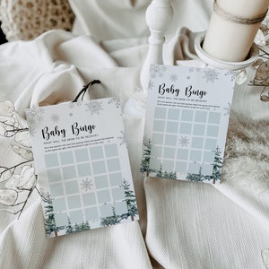 Baby Bingo Game, Baby Shower Bingo Game Template, Winter Baby Shower ...