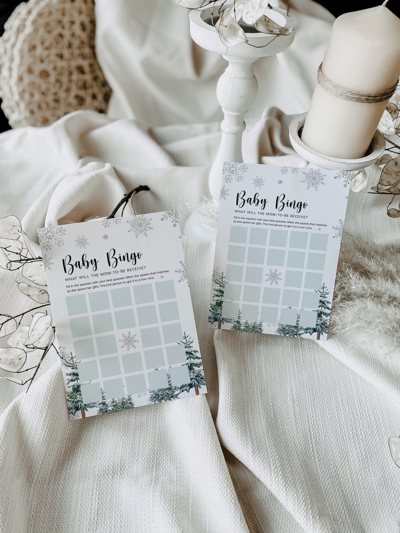 Baby Bingo Game Baby Shower Bingo Game Template Winter Baby - Etsy