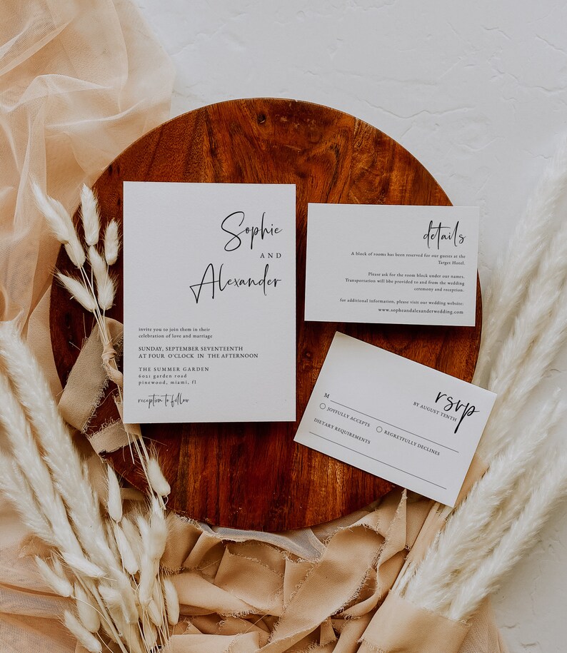 Boho Wedding Invitations Set Wedding Invitation Template With - Etsy