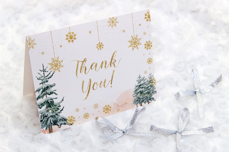 Winter Thank You Cards Christmas Thank You Cards Baby Shower - Etsy