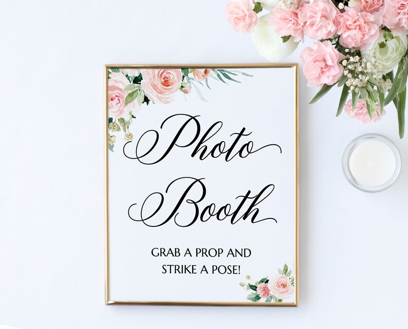Photo Booth Sign Printable Photo Booth Sign Greenery Sign - Etsy