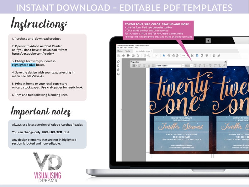 21st Birthday Invitation Twenty First Birthday Invitation | Etsy