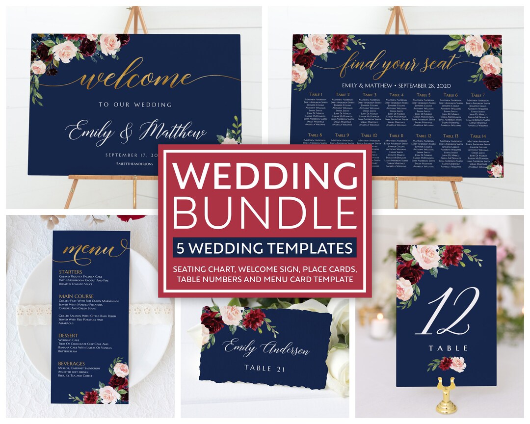Wedding Bundle, Wedding Stationary Bundle, Navy Wedding Bundle, Navy ...