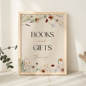 Books and Gifts Sign, Boho Baby Shower Books and Gifts Sign Template ...