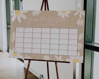 Pink Due Date Sign Due Date Baby Shower Sign Daisy Due Date - Etsy