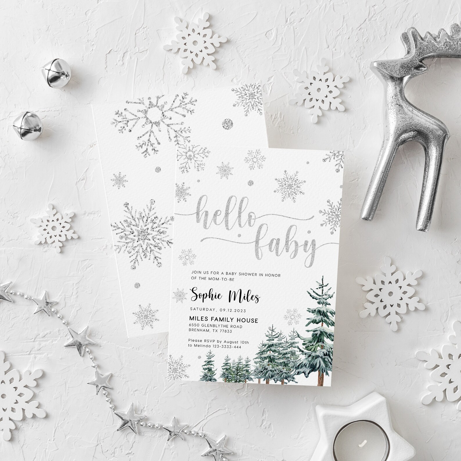 Hello Baby Invitation Winter Baby Shower Invitation Winter - Etsy
