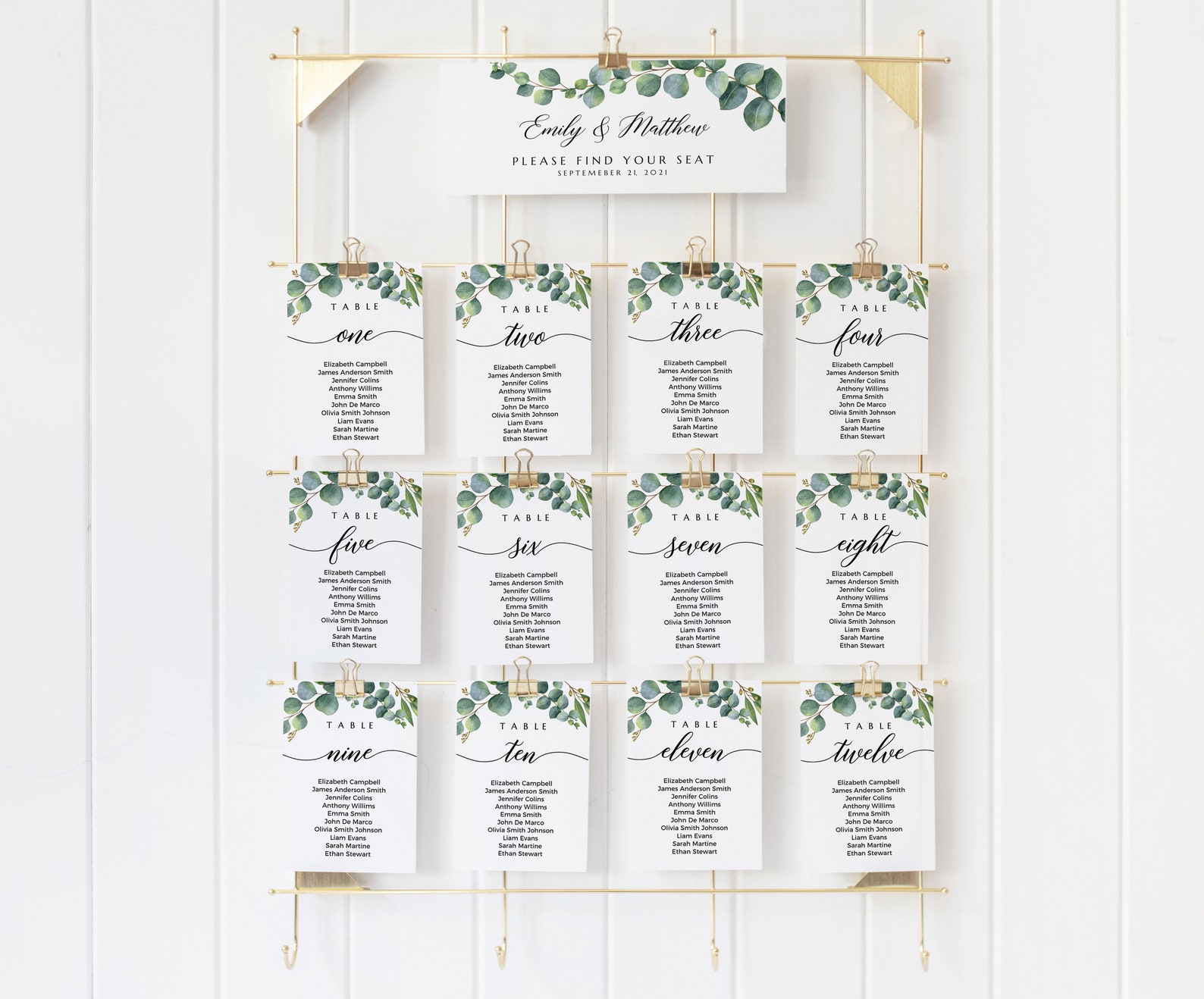 Seating Chart Cards Wedding Hanging Seating Cards Greenery - Etsy