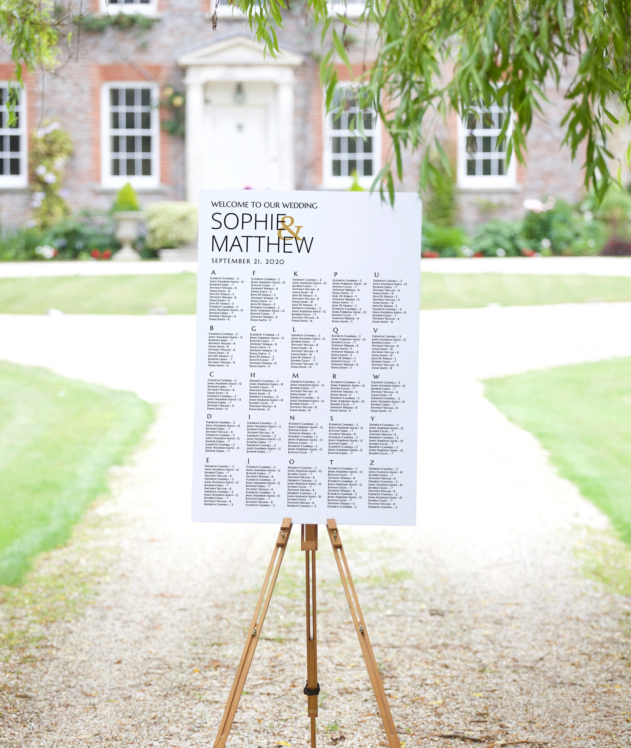 Seating Chart Alphabetical Order Modern Wedding Seating Chart | Etsy