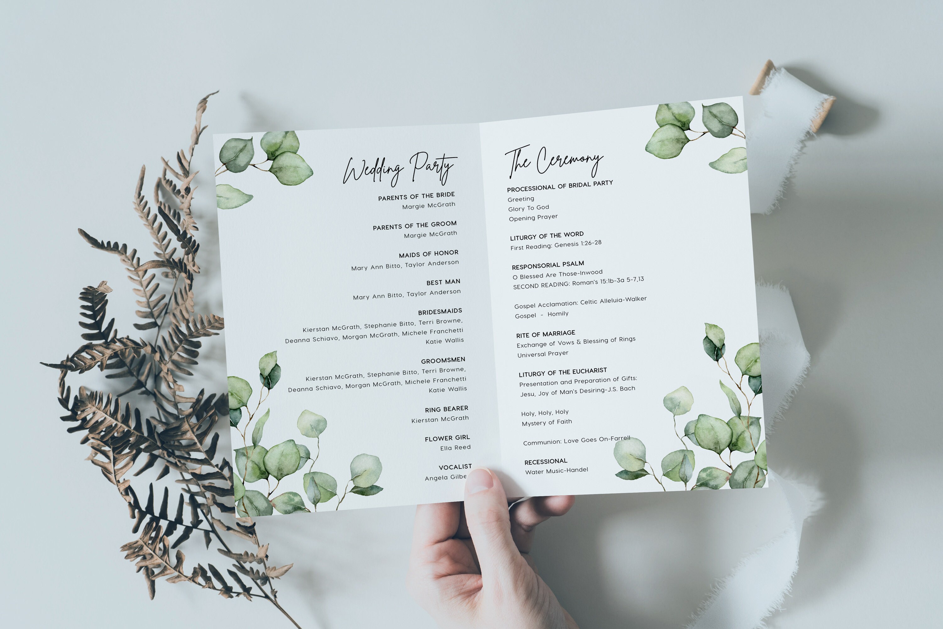 Wedding Program Template Folded Wedding Program Booklet - Etsy