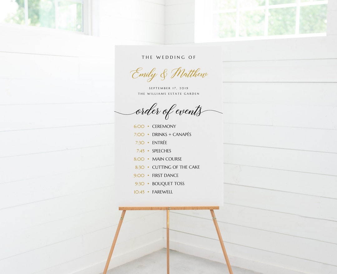 Order of Events Sign, Order of Events Template, Wedding Order of the ...