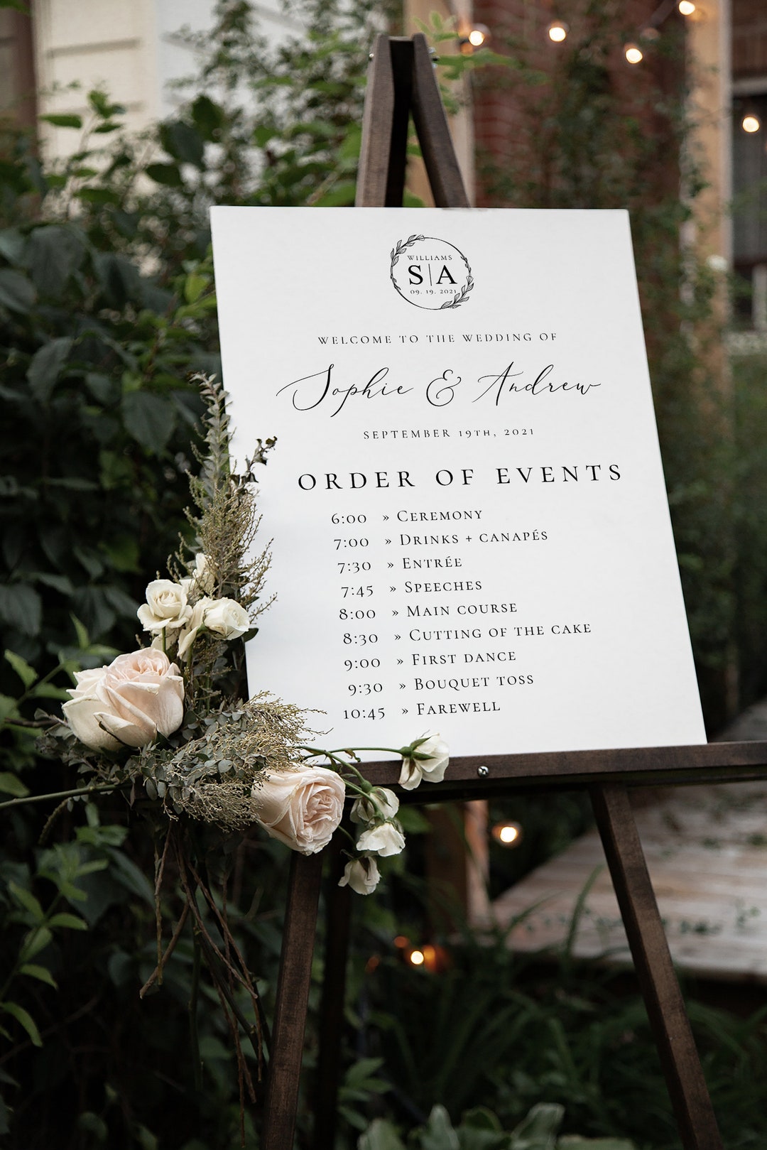 Wedding Order of Events Sign, Wedding Sign With Monogram MNG021VSD - Etsy