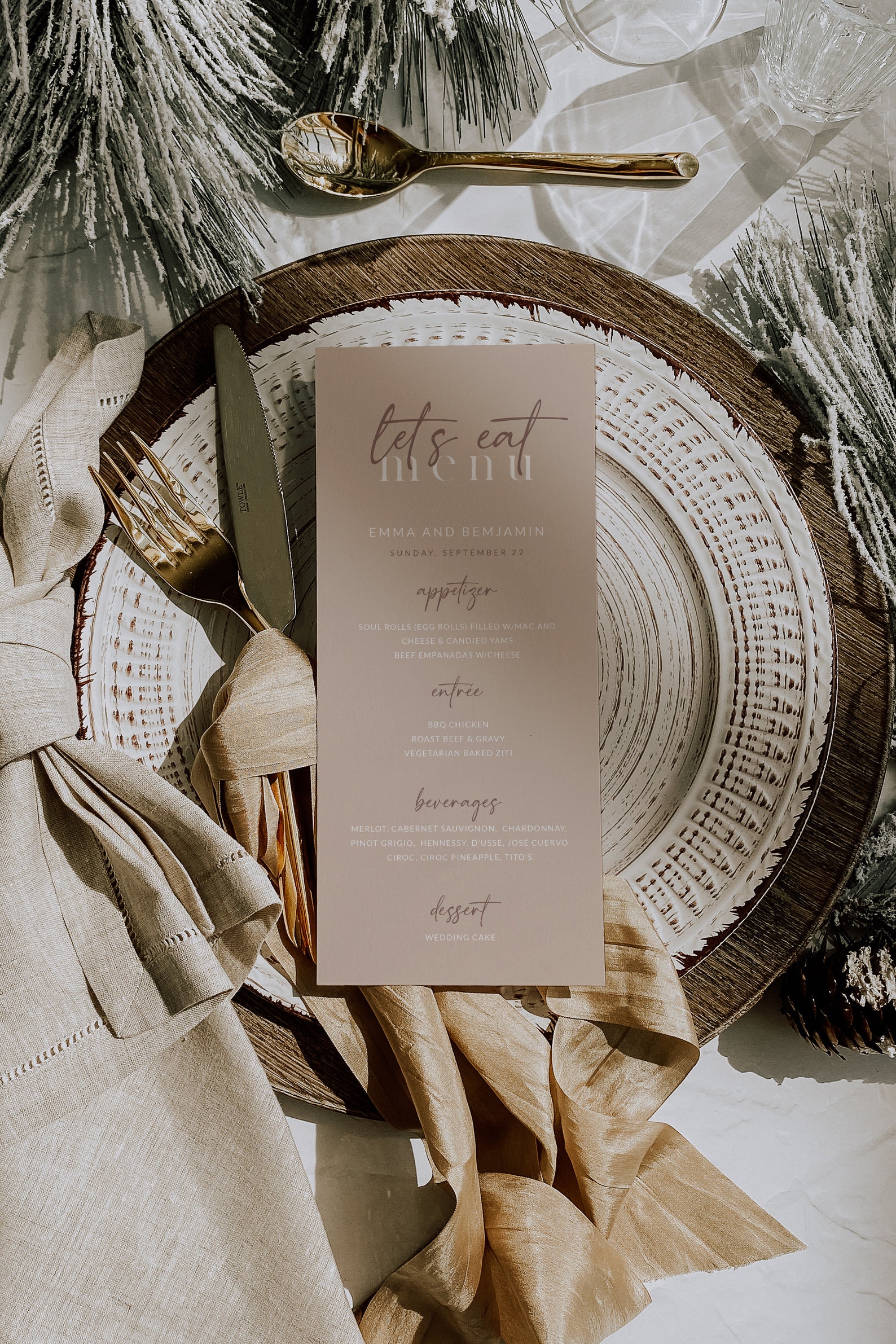 Beige Menu Wedding Menu Template Boho Wedding Menu Instant | Etsy