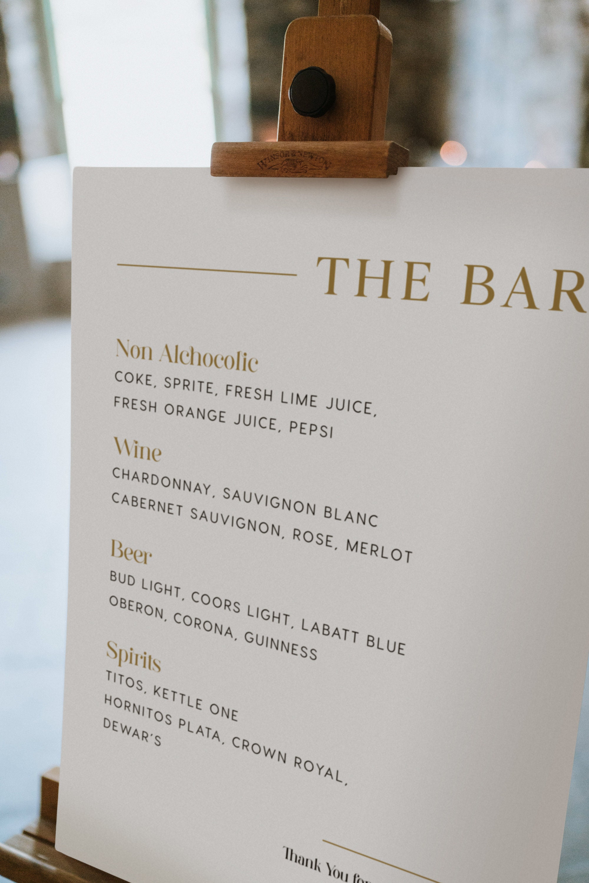 Bar menu sign Gold bar menu Large bar menu sign Drinks menu | Etsy