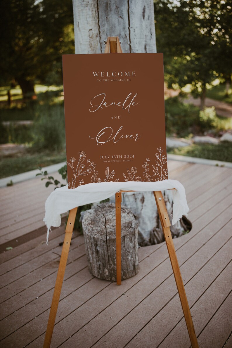 Welcome Sign Wedding Terracotta Welcome Sign Floral Welcome | Etsy