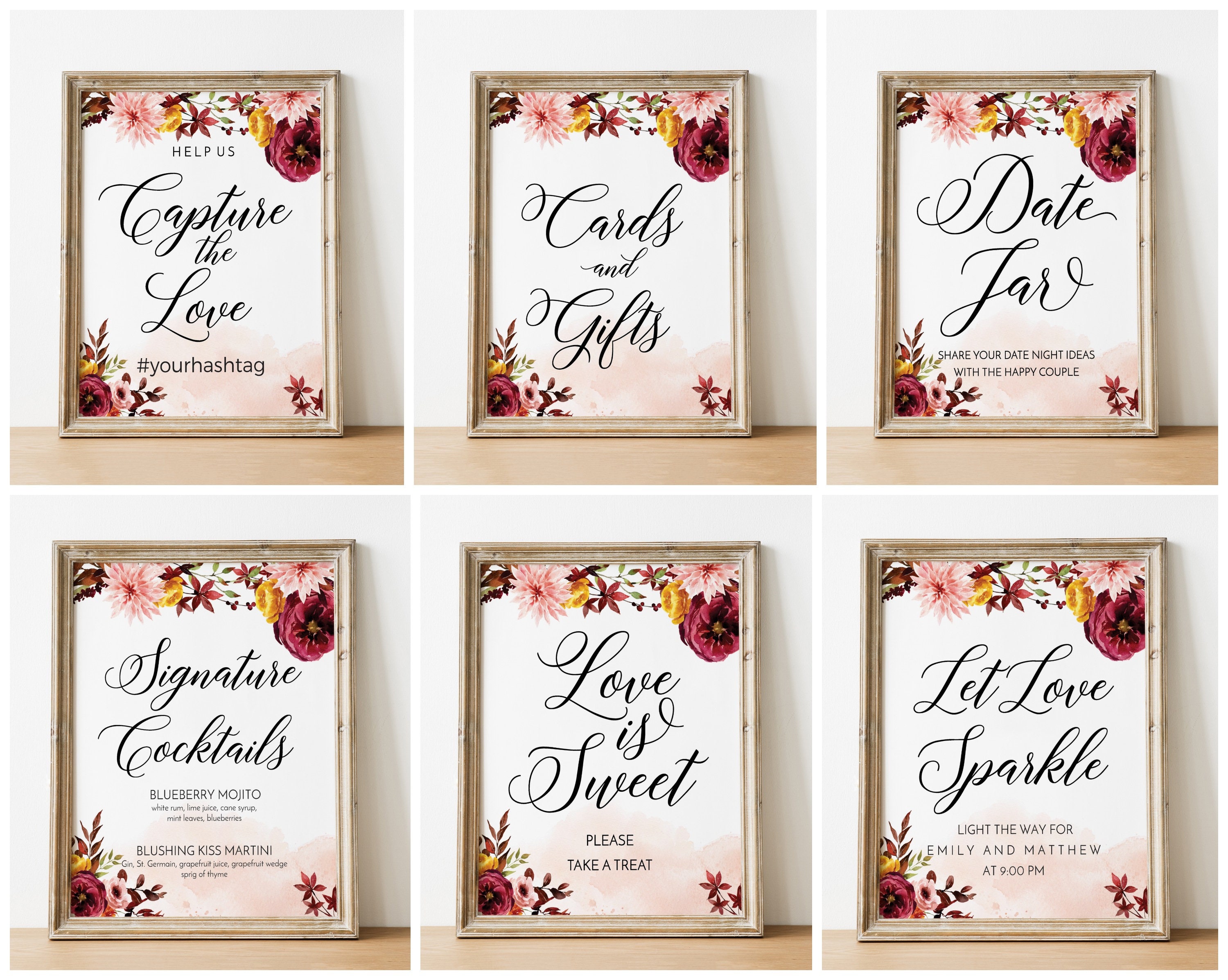 Wedding Signs Bundle Rustic Wedding Signs Fall Wedding Signs | Etsy