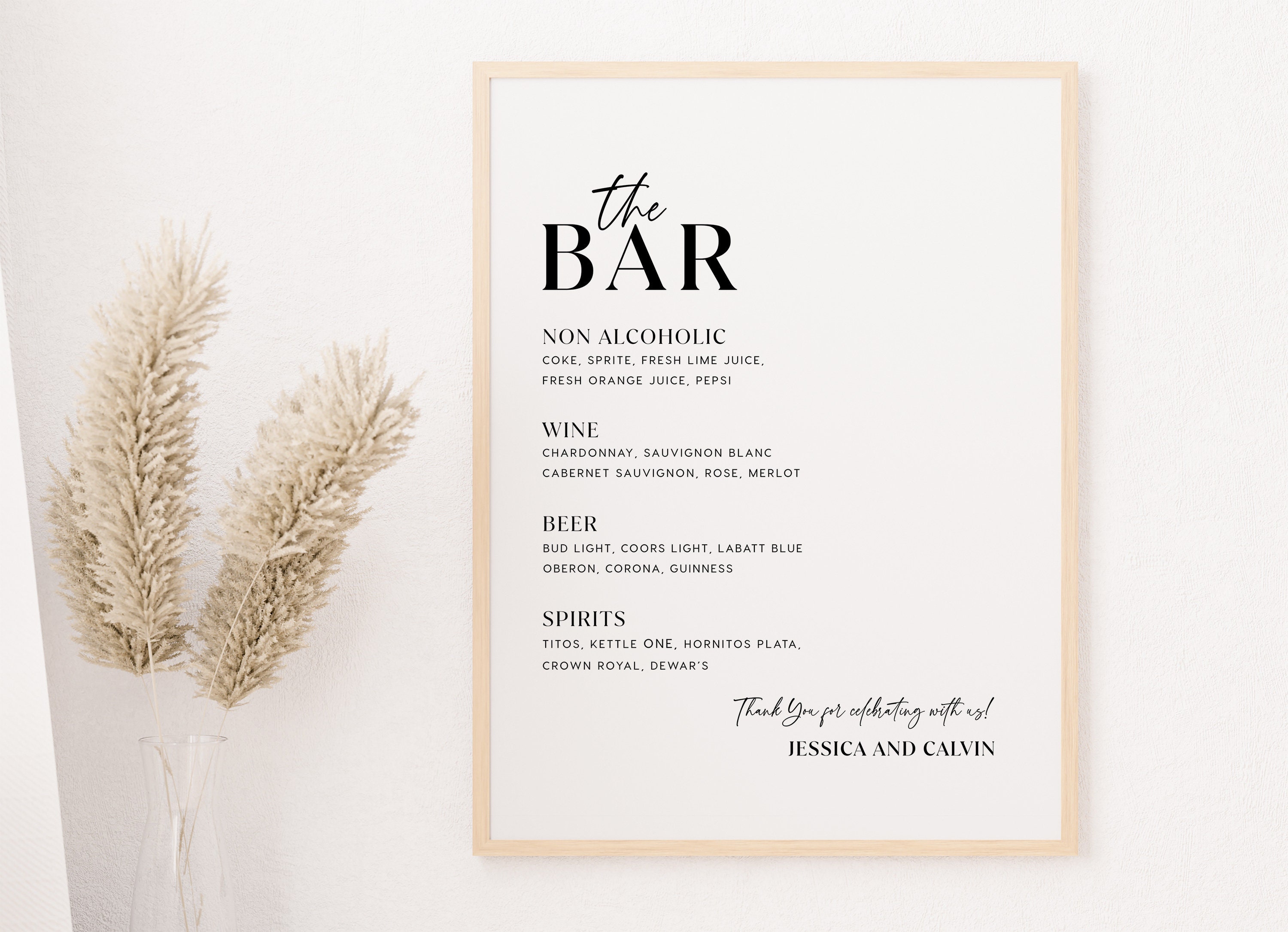 Wedding Bar Menu Template the Bar Menu Sign Classic and - Etsy