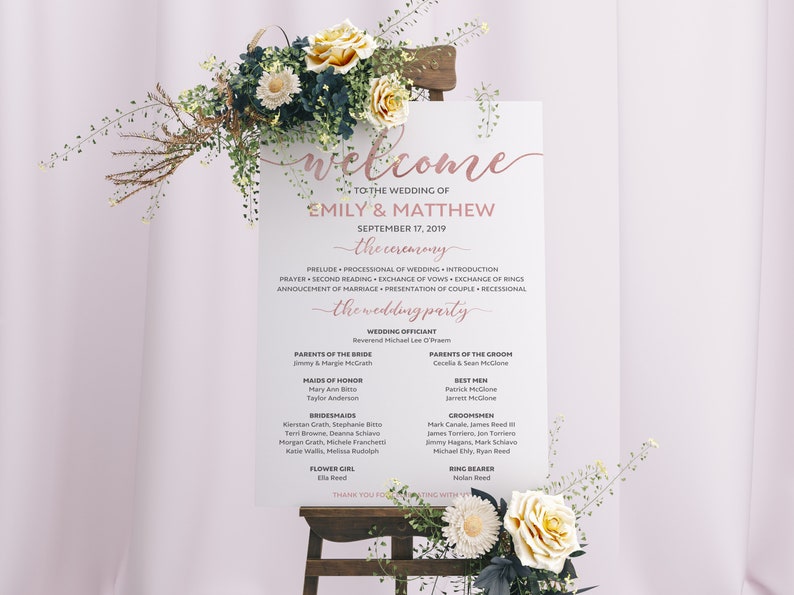 Program Sign Wedding Rose Gold Wedding Program Wedding | Etsy
