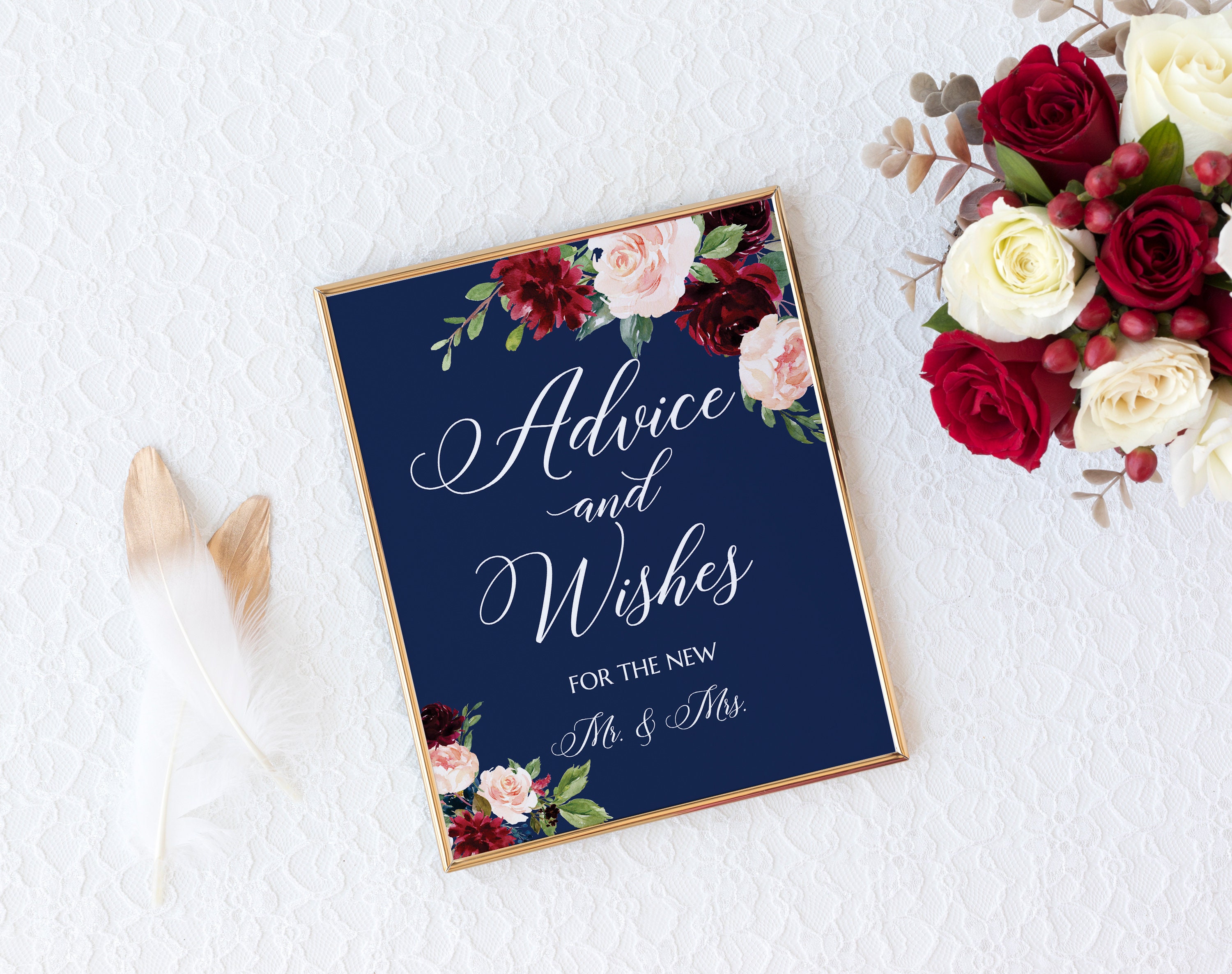 Advice and Wishes Wedding Sign Navy Wedding Sign Navy and - Etsy